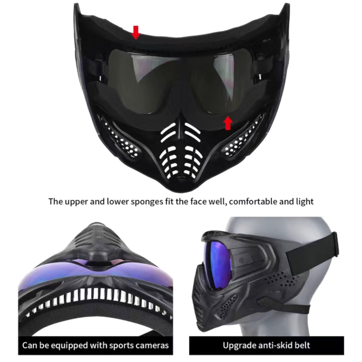 Full Face Protective Mask - Blue Reflective Lens – VIPERTAC